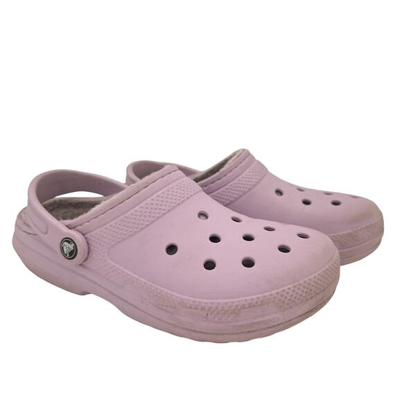 CROCS | Shoes | Crocs Classic Lined Fuzzy Lavender Clogs Size M6 W8 ...